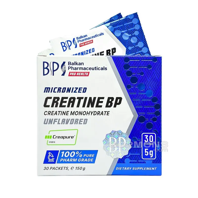 Buying Creatine BP 30 packets (5 g/1 pack) Balkan Pharmaceuticals (€ 10).